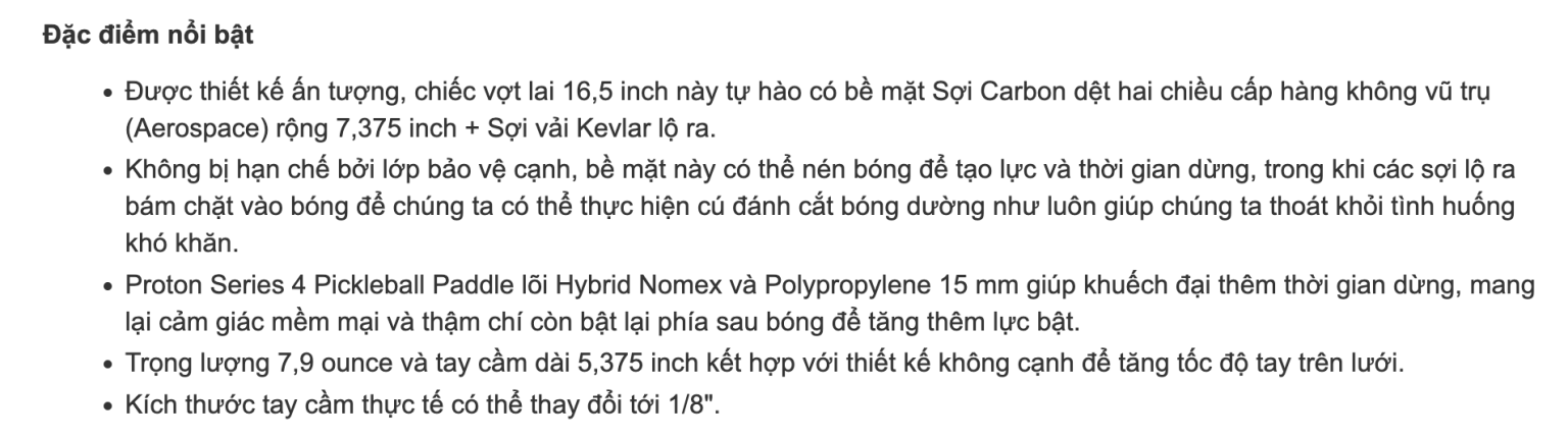 Vợt pickleball Proton Series 4 – VPV Vợt PickleBall Việt Nam